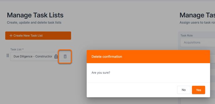 Manage Task Lists in Task Settings
